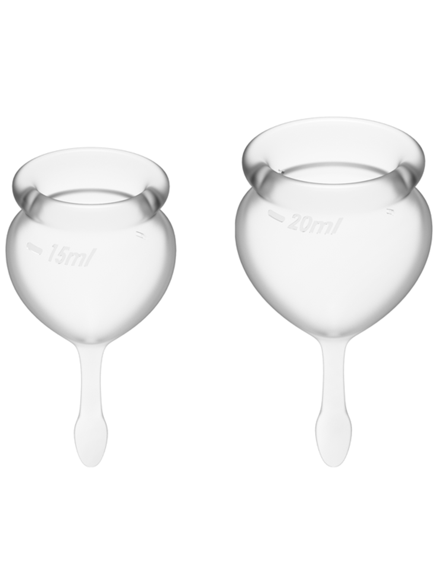 Satisfyer Menstrual Cup with Tab Stem - Clear (2 Pack) – PeriodShop